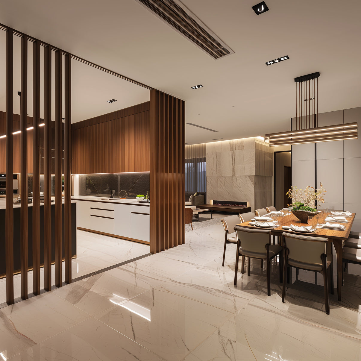 Floor to Ceiling Rotating Wood Slat Dividers