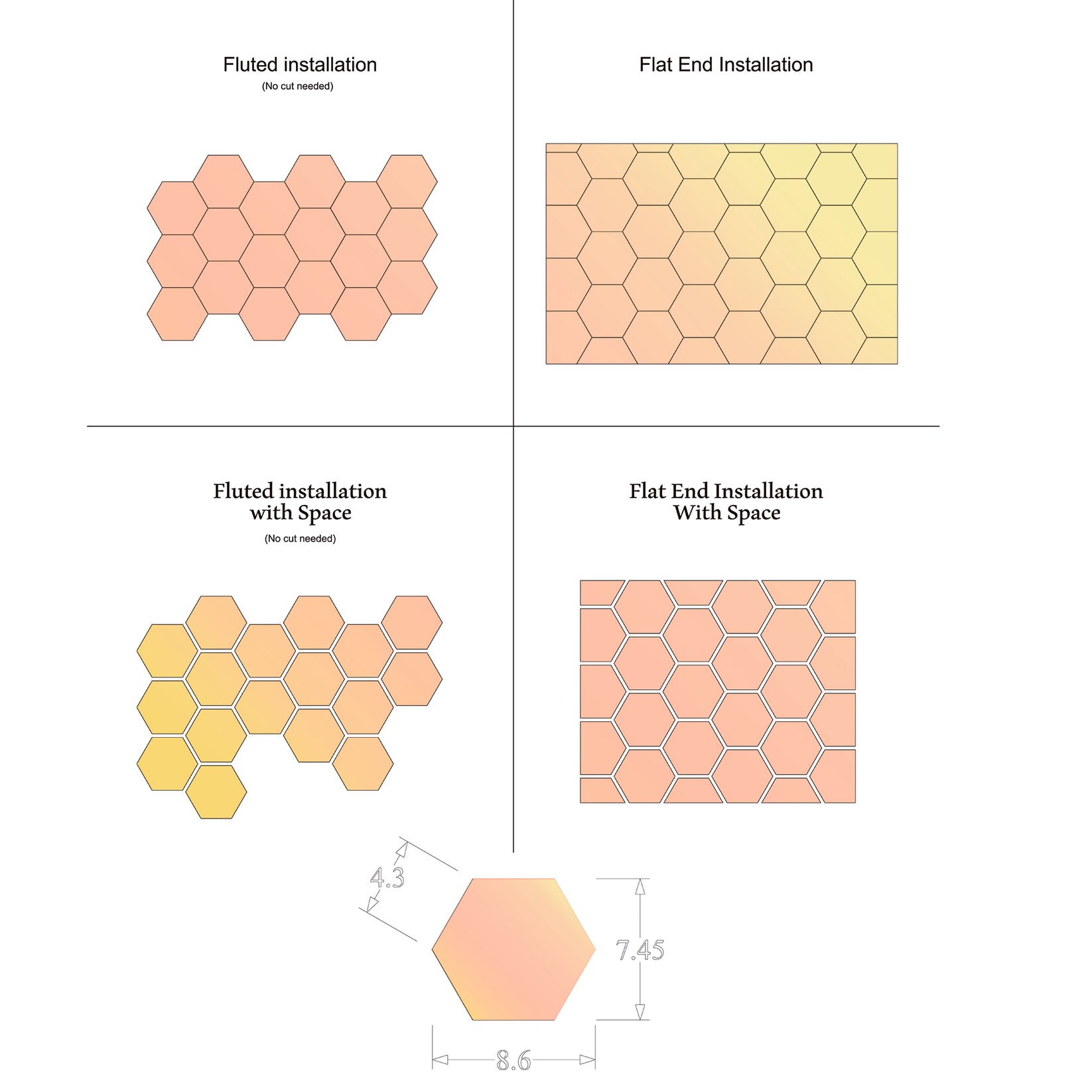 Hexagons Wall Panels, Honeycomb 3D Tiles