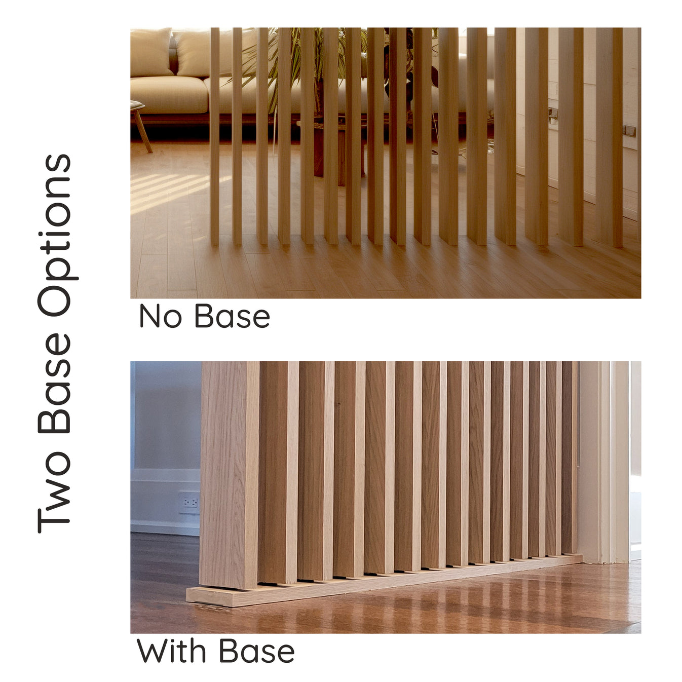 Floor to Ceiling Rotating Wood Slat Dividers