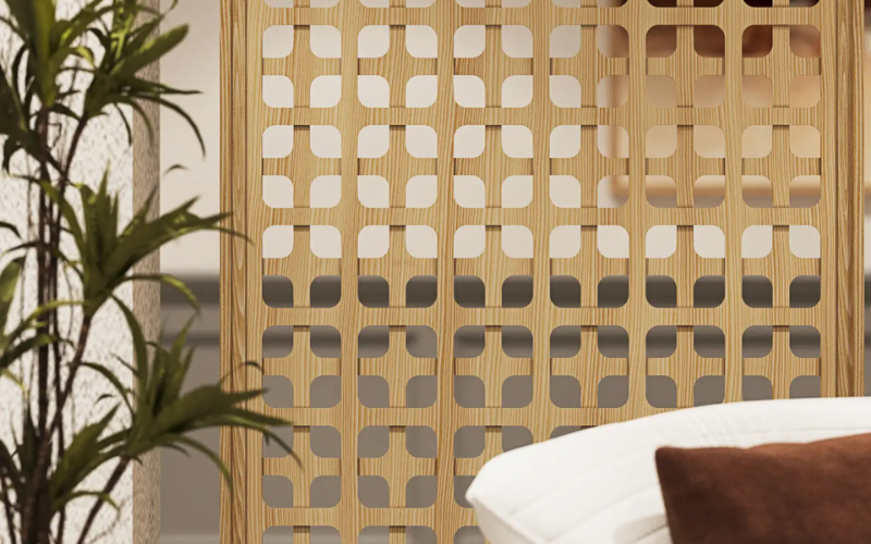 Taro Pattern 3D Indoor Privacy Screen | Two-Layer CNC Room Divider ...